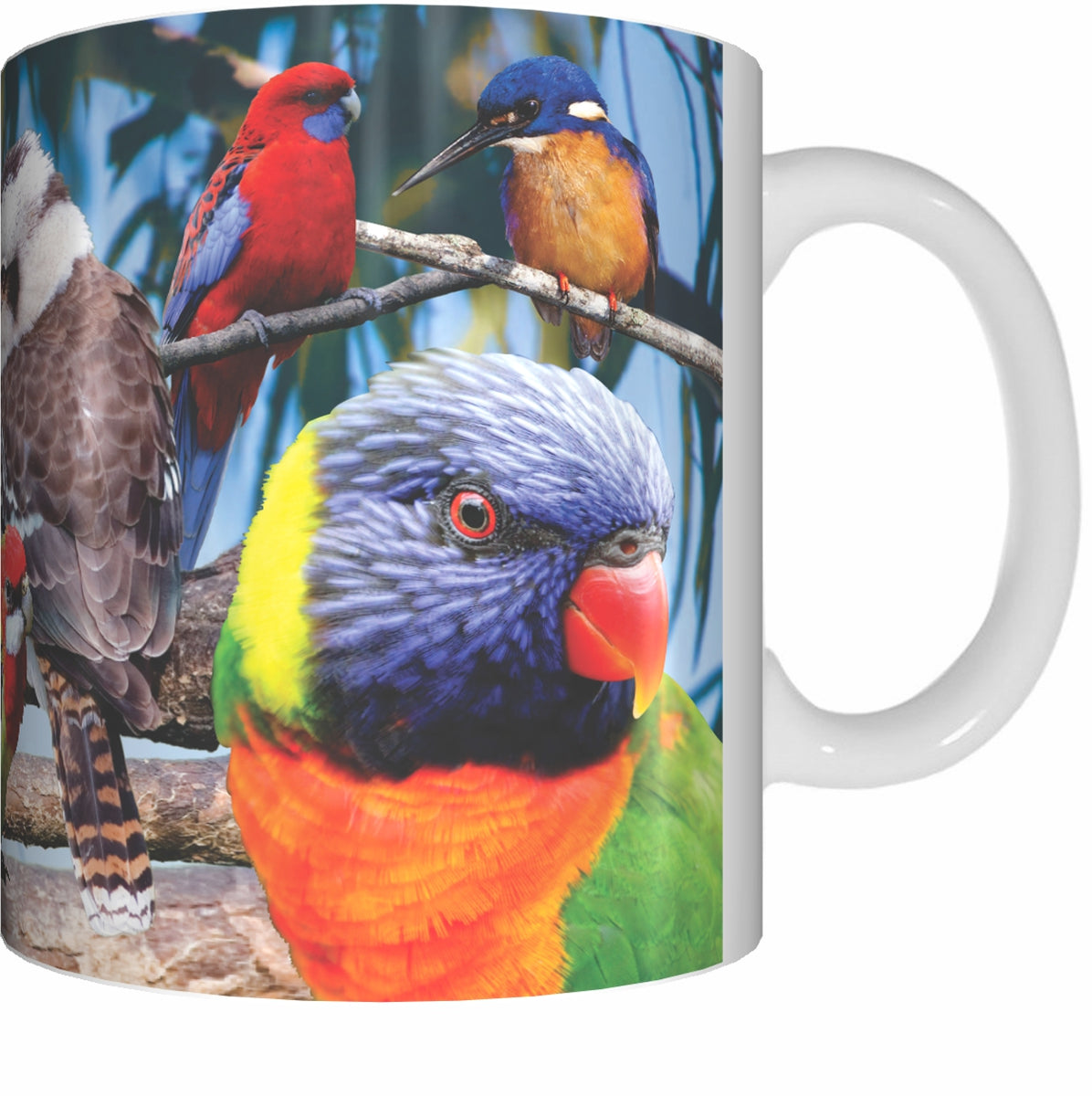 BIRDS OF AUSTRALIA Mug 325ml Gift Native Aussie Rosella Cockatoo Parro ...